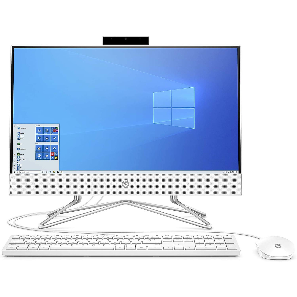 HP 2022 22'' All-in-One AIO FHD IPS Desktop Dual-Core AMD Athlon Silver 3050U 16GB DDR4 RAM 512GB M.2 NVMe SSD HDMI RJ45 WiFi AC BT Webcam Speaker DVD White Windows 10 Pro w/RE Accessories