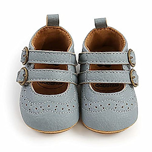 GAISUMMI Baby Girls Mary Jane Flats Shoes with Non-Slip Soft Rubber Sole Toddler First Walkers Princess Dress Shoes(A/White,12-18 Months)