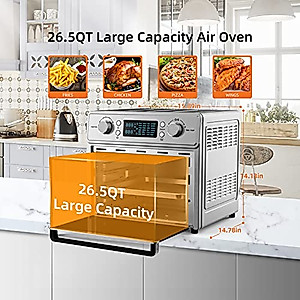 leiko Air Fryer Toaster Oven Combo, 16 QT capacity and Convention Countertop, with microwave&air fryer &roast&bake&thaw &reheat 24-1 function, Stainless Steel, Silver, 1700W.