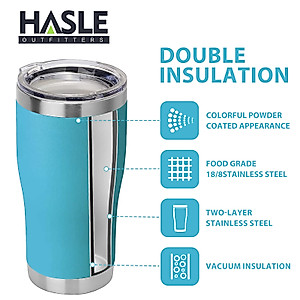 HASLE OUTFITTERS 20 oz Tumbler Bulk, Stainless Steel Tumblers with Lid, Vacuum Insulated Tumbler, Double Wall Powder Coated Cup, coffee mugs, Sky Blue, 1 Pack