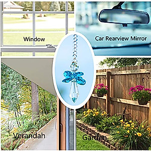 Rainbow Guardian Angel Crystal Suncatcher as Home/Car Decoration & Porch Decor & Hangings Crystal Glass Ornament (Blue)