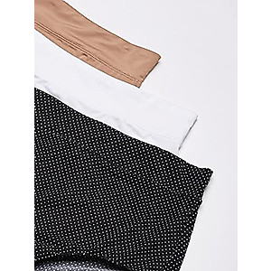 Warner's womens Blissful Benefits No Muffin 3 Pack Panty Briefs, White/Toasted Almond/Black Pin Dot Print, Medium US