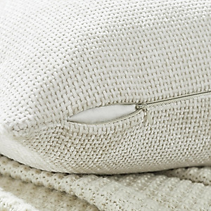 WLNUI Beige Pillow Covers 18x18 Inch Set of 2 Luxurious Chenille Throw Pillow Covers Decorative Square Cushion Case for Couch Sofa Bed Living Room Farmhouse Decorations