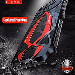 Metal Compatible with for iPhone 13 Pro Max Case 6.7 inch 2021 with Screen Protector Silicone 360° Full Camera Protection Shockproof Phone Case Fundas Black Red