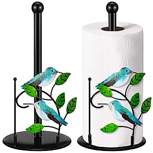 Paper Towel Holder Countertop Decorative Paper Towel Stand Metal Paper Towel Rack Standing up Kitchen Roll Dispenser with Base for Kitchen Bathroom Tabletop Living Room Decorationation (Bird)
