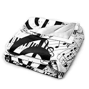 MIBDDK Abstract Music Note with Piano Blanket Flannel Fleece Throw Blankets for Sofa Couch Bed Office All Season 60"X50"