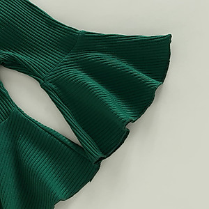 Toddler Baby St Patricks Outfit Girls Bell Bottom Pants Lucky Sweatshirt Spring Clover Clothes (6-12 Months,Green)