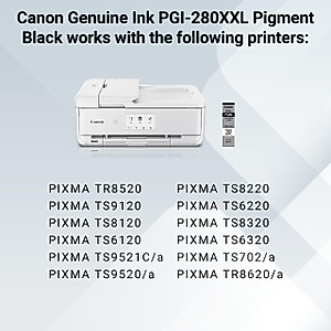 Canon PGI-280 XXL Pigment Black Ink Tank, Compatible to: TS8120, TS6120, TR7520, TR8520, TS9120, TS8120