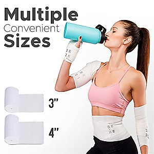 Premium Elastic Bandage Wraps (4" 2pack & 3" 2Pack) - Made of USA Grown Soft Woven Cotton - Metal Clip Fasteners - GT Latex Free Roll for Sprains & Injuries