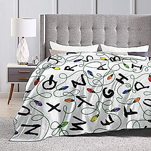 Throw Blanket, Luxury Cozy Fleece Blanket, Warm Super Soft Comfort Caring 60" x 80", Stranger Letter Things White