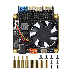 Geekworm for Raspberry Pi 5/4B/3B+/3B X715 V1.0 Power Management & PWM Cooling Board with Wide Voltage Input (6V~60V) Compatible with Raspberry Pi 5/4B/3B+/3B/3A+