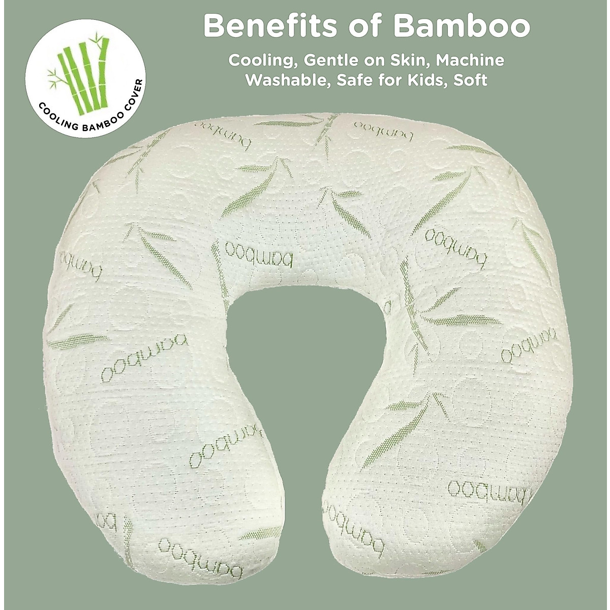 Sacred Thread Nursing Pillow for Breastfeeding - Premium Memory Foam with Removable Rayon Made from Bamboo Cover - Nursing and Posture Support for Mom - Washable Feeding Pillow