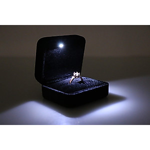 Omeet Velvet Metal Glossy with LED Jewelry Gift Box for Proposal, Engagement, Wedding - Easy to fit into Your Pocket or Handbag