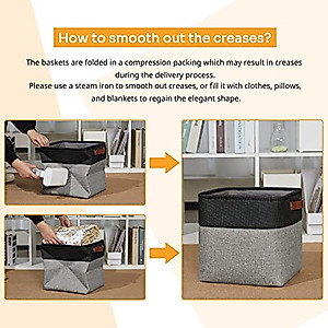 DULLEMELO Collapsible Bundle Baskets 2 Large Baskets 17"x12"x15" + 4 Cube Baskets 11"x11"x11"（Black&Grey)