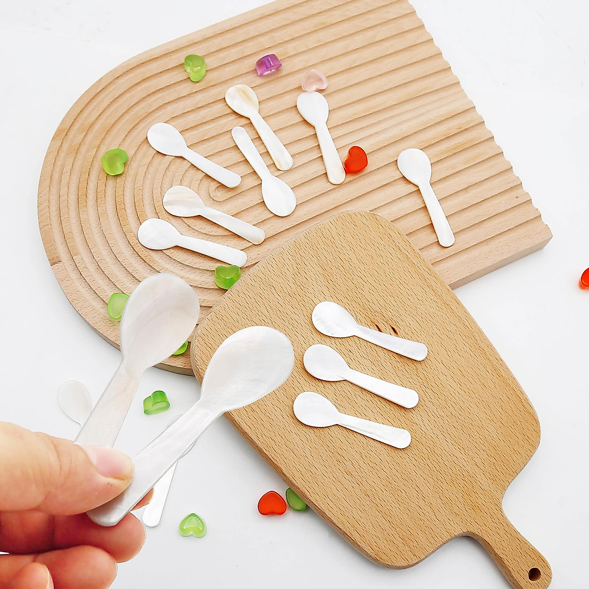 ZUDKSUY 20pcs Caviar Spoons Shell Spoons Mother of Pearl Spoons Mask Spoontea Spoons Dessert Spoons Suitable for Caviar, Jam, Ice Cream, Restaurant, Dessert