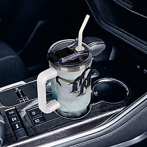 Niapessel Leak Proof Tumbler, Insulated Water Bottles with Straw, Penguin Group Into Ocean Insulated Cup with Handle 40 Oz Stainless Steel Flask for School, Travel, Car, Sports, Work