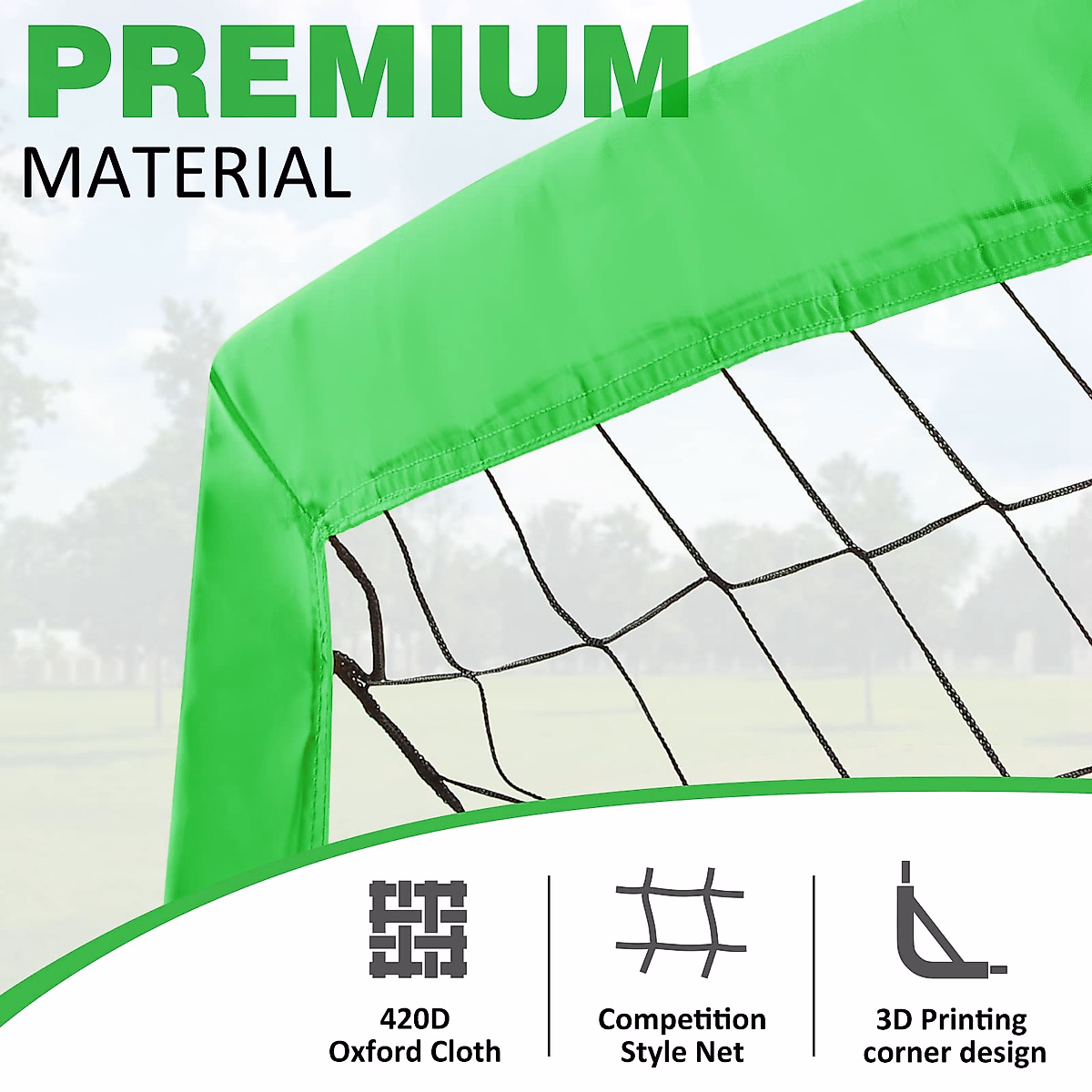 BOHEN Portable Soccer Goal for Kids - 6x4FT Foldable Soccer Net for Backyard Indoor Outdoor with Carrying Bag & Target Gate for Easy Storage and Transportation(6x4FT, 1 Piece, Green)
