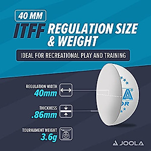 JOOLA Outdoor Table Tennis Balls - 6 Pack of 40mm Regulation Size Ping Pong Balls for Training and Recreational Play - Fun as a Cat Toy - Indoor and Outdoor Compatible- White