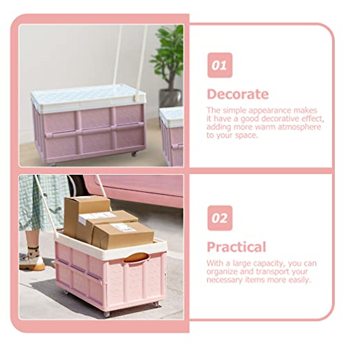 Zerodeko Collapsible Storage Bins Lidded Storage Bins Plastic Tote Storage Box Container Stackable Folding Utility Crates Clothes Storage Organizer Storage Box Folding Book Case Moving Boxes