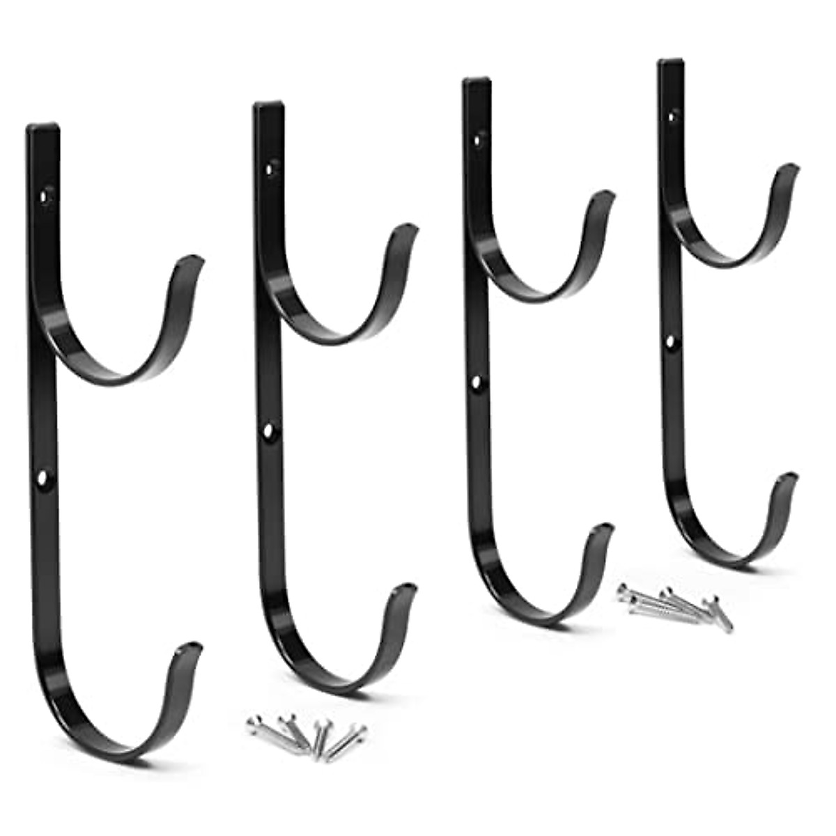 Pool Pole Hanger Aluminum Alloy Brushes Hooks Garden Tool Hooks Swimming Pool Pole Hanger Telescopic Poles Holder Swimming Accessories - Black 4PCS.