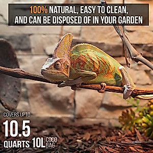 ReptiCasa Loose Coconut Substrate Husk Fibers, 10.5 Quarts Bag, Clean Natural Terrarium Bedding for Reptiles, Amphibians, or Invertebrates, Waste, Liquid and Odor Absorbent