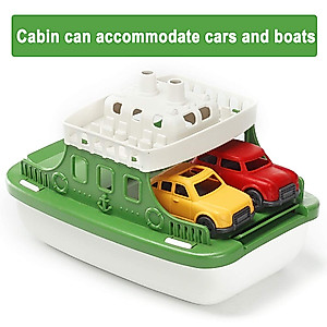 Bath Boat Toy,11 Piece Bath Boat Toy with 4 Mini Cars and 6 Boat Squirters,Floating Boat Toys for Bathtub Bathroom Pool Beach for Toddlers Boys Girls Kids