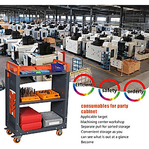 LYREIGN CNC Tool Holder Transfer Cart, Multi-Function Workshop CNC Trolley with Wheels, Tool Organizers Service Carts for Storehouse Factory Garage