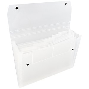 JAM PAPER Accordion Folders - 6 Pocket Plastic Expanding File with Snap Closure - Letter Size - 9 x 13 - Clear - Sold Individually