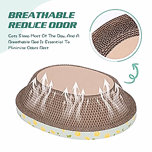 Oval Cardboard Cat Scratcher Bed Scratch Pad Nest Corrugated Scratching Board House, Training Toy for Furniture Protection (17.3")