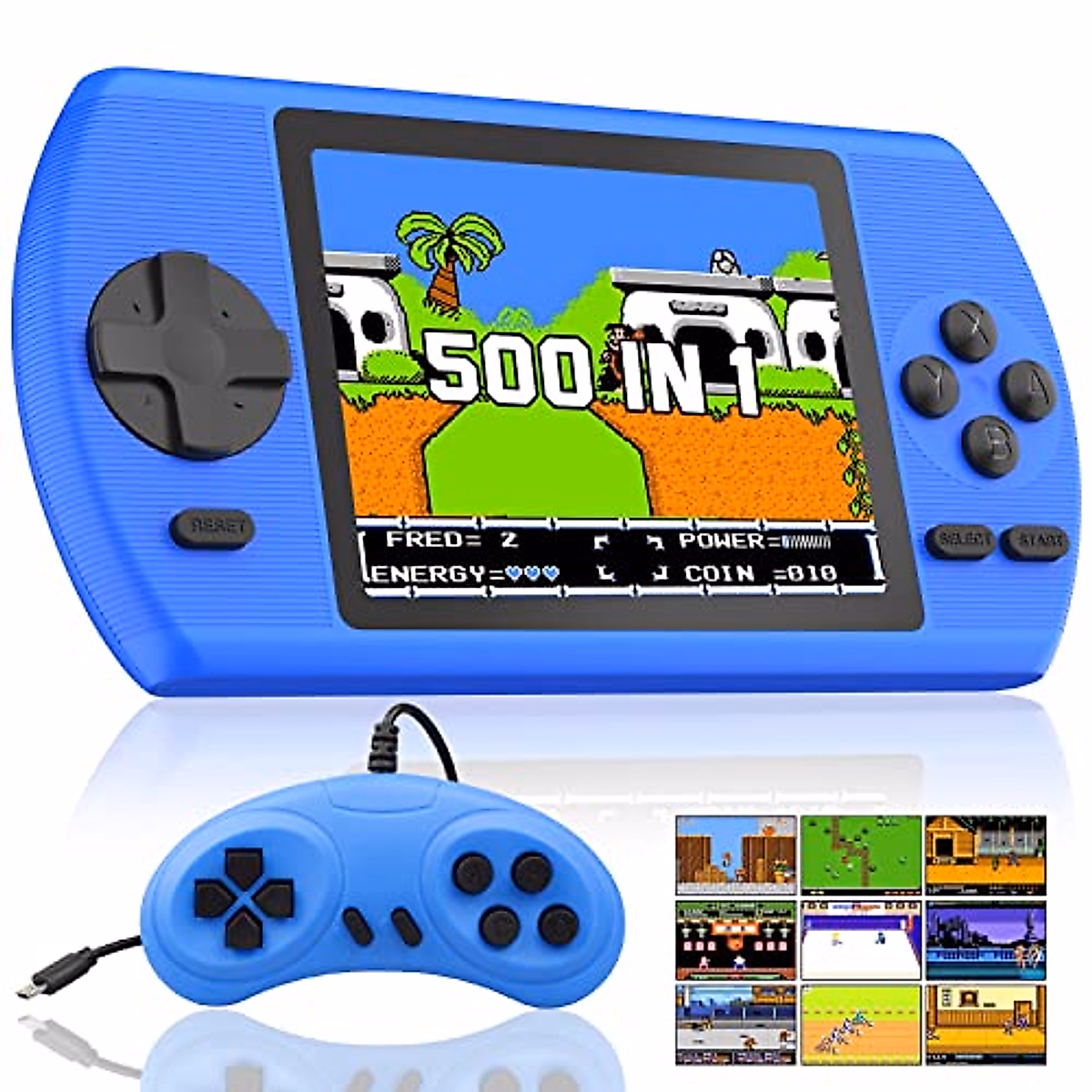 JAMSWALL Retro Handheld Game Console, Portable Retro Video Game Console with 400 Classical FC Games 2.8-Inch Screen 800mAh Rechargeable Battery Support for Connecting TV and Two Players(Blue)