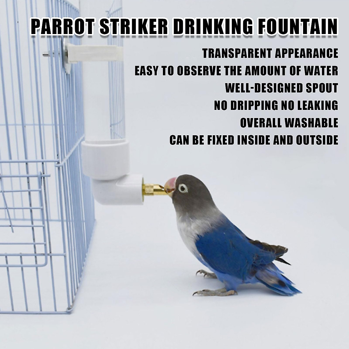 Bird Water Feeder,1PC Automatic Parrot Water Dispenser Bird Water Bottle with Cleaning Brush,Bird Cage Accessories Bird Drinker Bowl Fountain for Parrot Budgie Lovebirds Cockatiel Parakeet,130ML