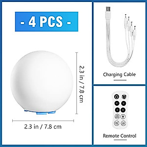 Uonlytech 4pcs LED Floating Pool Lights, Color Changing Floating Ball Light Waterproof Garden Light Rechargeable Hanging Night Lamp for Garden Pond Party