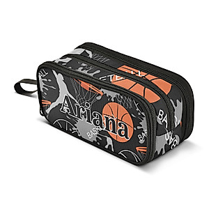J JOYSAY Custom Basketball Game Pencil Case Large Big Capacity Personalized Pencil Bag for Girls Boys Customized Pencil Box Pouch Cosmetic Bag for College Students School Office
