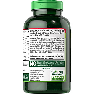 Nature's Truth Burpless Fish Oil Pills 2000 mg | 600 mg Omega 3 | 250 Softgels | Natural Lemon Flavor | Non-GMO, Gluten Free Supplement