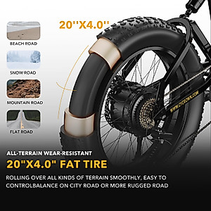 CYCROWN Cycknight Electric Bike for Adults Foldable 750W Ebike with 48V 12.5AH Removable Battery, 25 MPH 60 Miles Folding Ebikes for Adult 20" x 4.0" Fat Tire Electric Bike with Dual Shock Absorber