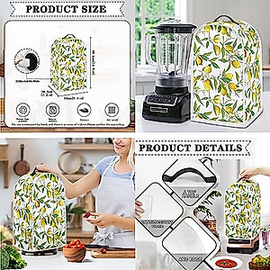 Jiueut Lemon Print Toaster Cover 4 Slice Bread Toaster and Blender Dustproof Cover, Waterproof Stand Mixer Protectors Universal for Food Processors, Kitchen Appliance Anti Fingerprint Protection