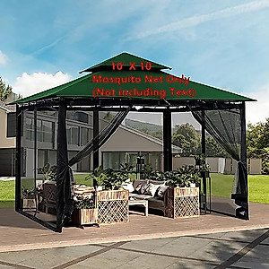 Mosquito Net for 10x10 Canopy Tent,Replacement Mosquito Netting for Gazebo Netting Screen Mosquito Screen Canopy for Camping for Patio Tent 10x10' (Mosquito Netting Only, Black 2)