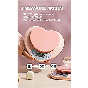 YRY Pink Kitchen Scale - Large LCD Display, Tare Function, 11 lbs(5kg) Capacity, 0.03 oz.(1g) Precise Graduation, ML and Oz Unit for Liquids and Solids - Ideal Food Scale for Baking & Cooking (5kg/1g)