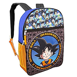 Action Comics Dragon Ball Z Backpack with Lunch Box - Bundle with 16” Dragon Ball Backpack, Dragon Ball Lunch Bag, Stickers, More | Dragon Ball Backpack for Boys