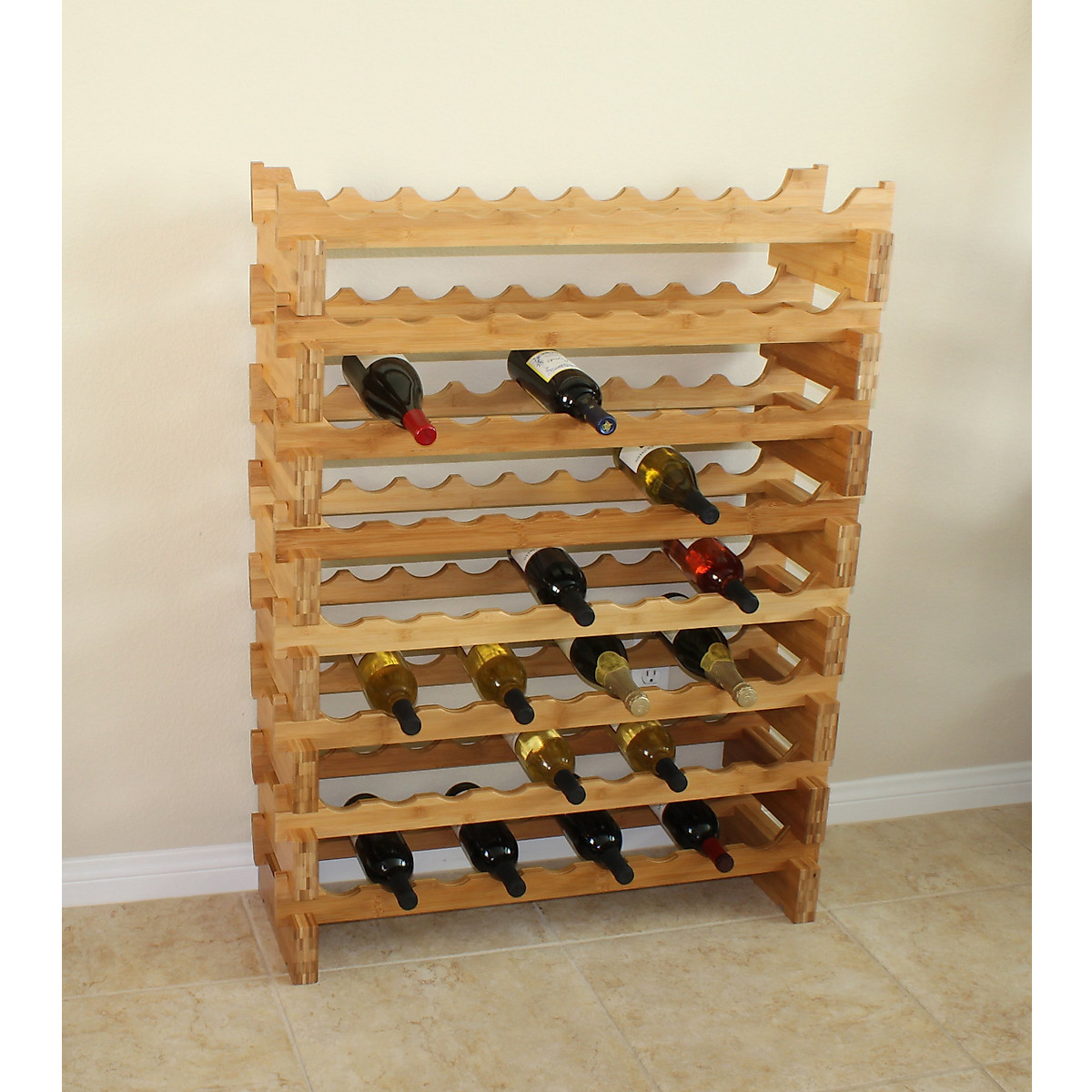 Oceanstar 18-Bottle Stackable Bamboo Wine Rack
