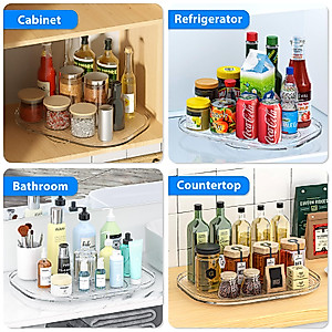 StackHelper Lazy Susan Turntable Organizer - Fits Most Refrigerators, Rectangle Turntable Rack Spice Organizing, Heartspin Lazy Susan Organizer for Fridge, (Large)