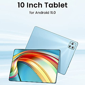Shanrya 10in Tablet, 6G 256G Tablet PC 5GWIFI for Android 11 for Travel (Blue)