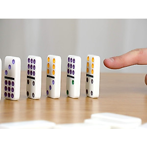 Regal Games â€“ Double 12 Dominoes â€“ Colored Dots Set â€“ Mexican Train Edition Set with, 91 Tiles, 4 Trains, Hub, & Collector's Tin - 2-8 Players Ages 8+ for Kids & Adults
