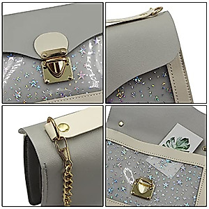 Suillty Women Small Square Shoulder Bag Star Sequin Cell Phone Messenger Crossbody Bag Clutch Wallet Tote Handbags