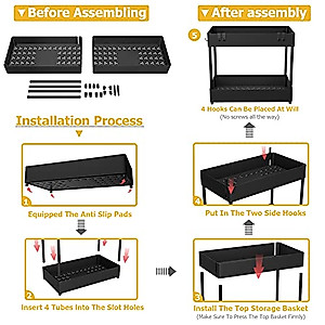 Gadhra Under Sink Organizers And Storage, 2 Tier Under Bathroom Cabinet Basket Organizer Drawer with Hooks,Bathroom Cabinet Organizer and Undersink Organizers,Multi-purpose Storage Shelves