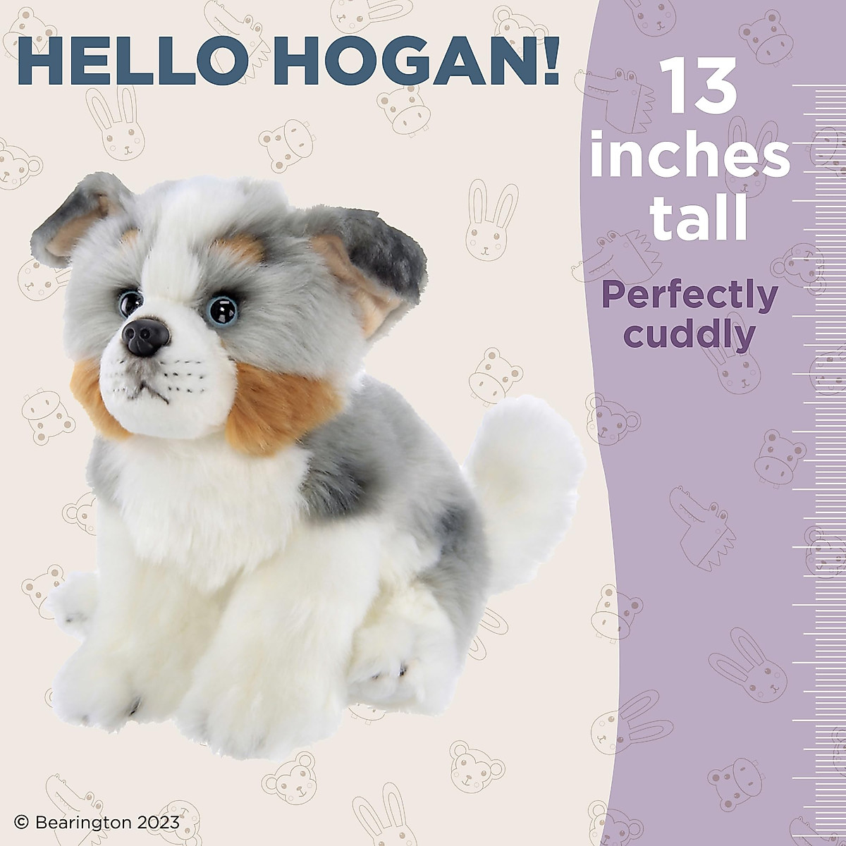 Bearington Hogan The Australian Shepherd Stuffed Animal, 13 Inch Stuffed Puppy