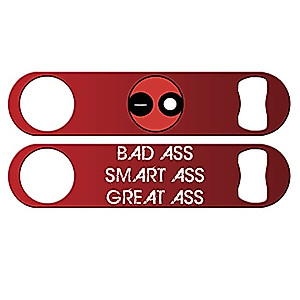 Mouthy Merc Bartender Bottle Opener, 7" Heavy Duty Flat Bottle Opener, Custom Artwork Both Sides