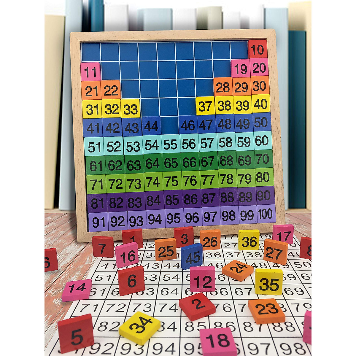 Wooden Hundred Board Toy,100 Digital Board Montessori Math Toy with Storage Bag,Multi-Color Hundred Counting Toys,1-100 Consecutive Numbers Game,Educational&Learning Digital Toy Gift for Kids,Boy,Girl