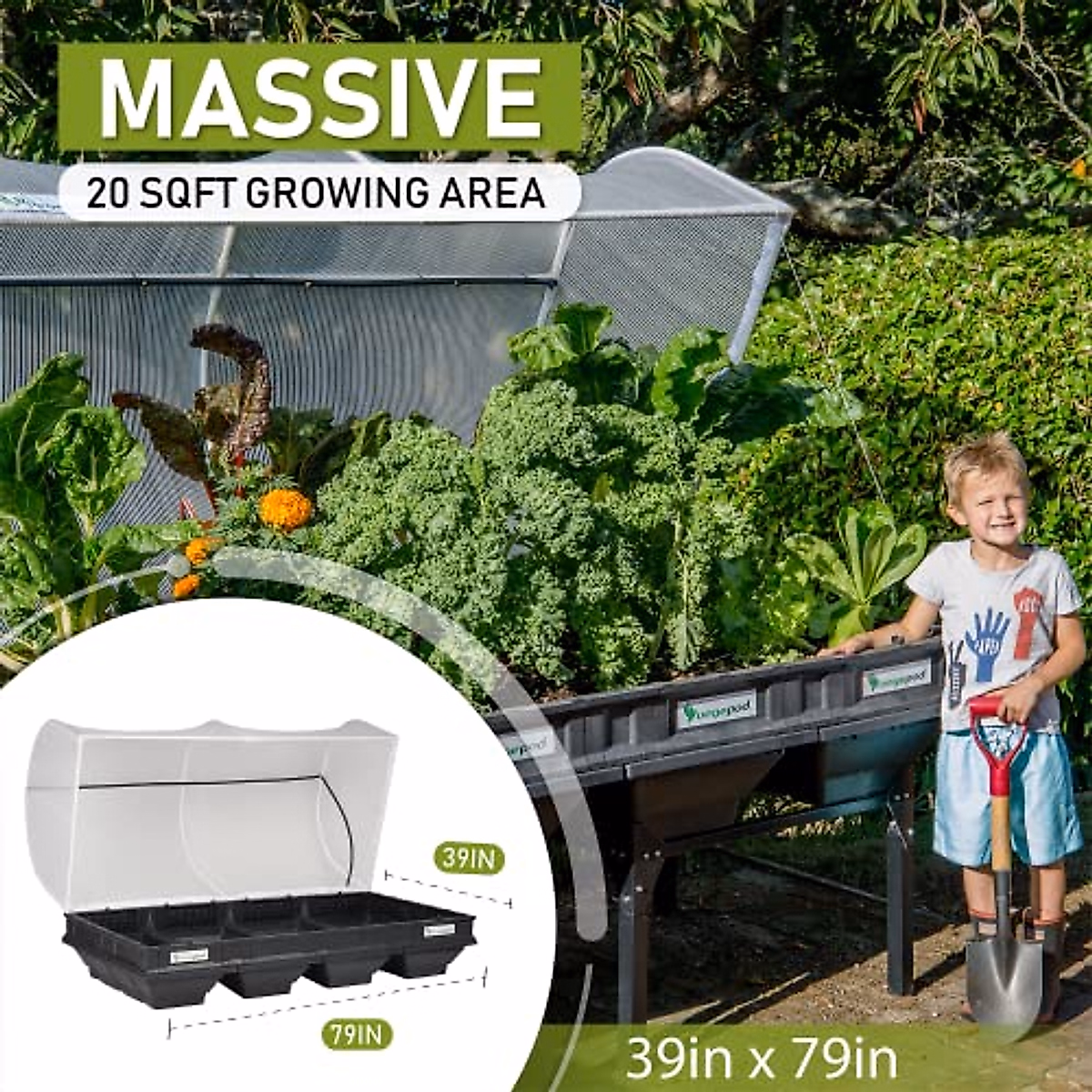 Vegepod - Raised Garden Bed - Self Watering Container Garden Kit with Protective Cover, Easily Elevated to Waist Height, 10 Years Warranty (Large)