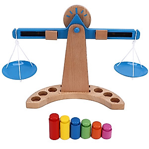 Pinsofy Weighing Scale Toy, Teaching Aid Math Teaching Balance Scales Toy Educational with Tray for Children for School